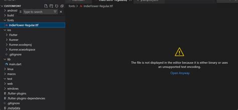 flutter the file is not displayed in the editor because it is either