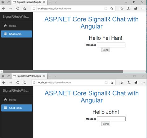 chat with signalr angular 8 asp core 2 1 stack overflow