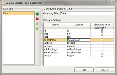 column selector