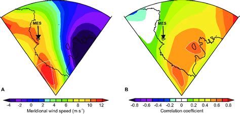 A Ncep Ncar Reanalysis 850 Mb Meridional Wind Composite Mean For The
