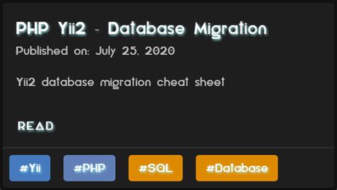 php yii2 database migration my blog
