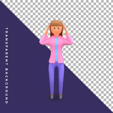 Premium Psd 3d Illustration Charcter Cute Female Dizzy Exspression