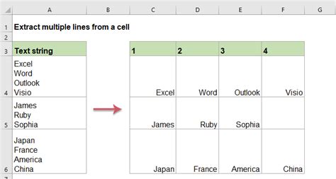 extract multiple lines from a cell