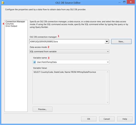 how to create a temporary table in ssis control flow task