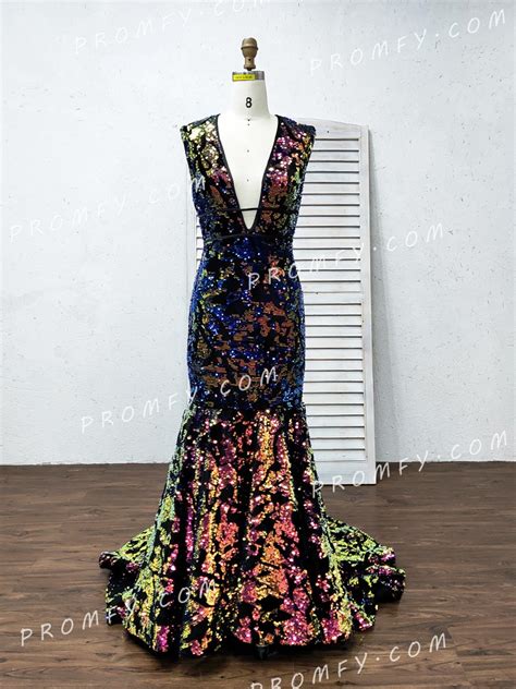 Promfy Exclusive Map Sequin Sparkly Prom Gown