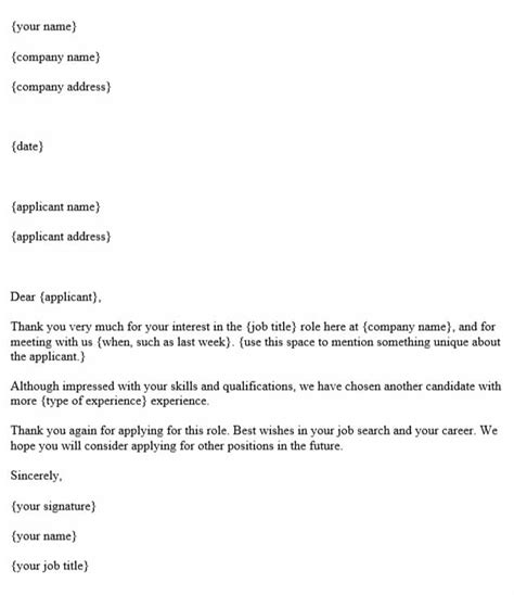 Template Rejection Letter After Interview Web Candidate Rejection