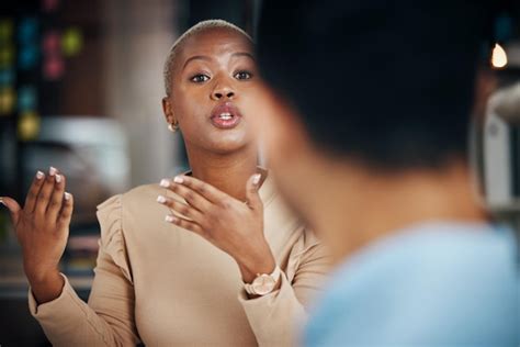 Premium Photo Black Woman Explain And Talking Business People Office