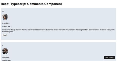 react typescript comments component codesandbox