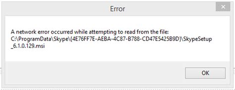 windows a network error occurred while attempting to read from file