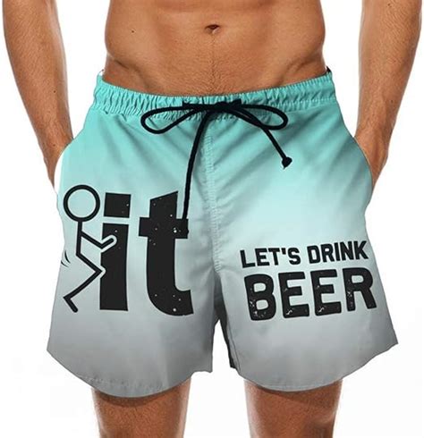 Leikance Mens Swim Trunk Funny Printed Graphic Summer Beach Shorts