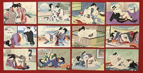 【やや傷や汚れあり】b Lagoon 小判 春画 十二枚 ナース・力士・風呂場等 本物 浮世絵 錦絵 木版画 の落札情報詳細 ヤフオク