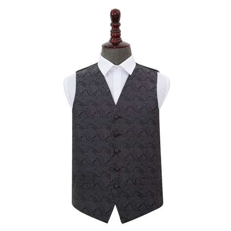 Mens Paisley Charcoal Grey Wedding Waistcoat