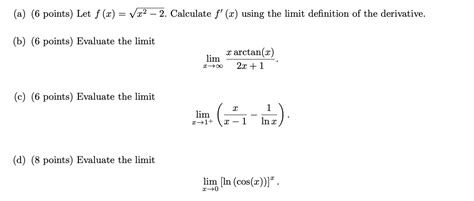 Solved Answer The Following A 6 Points Let F X √ X
