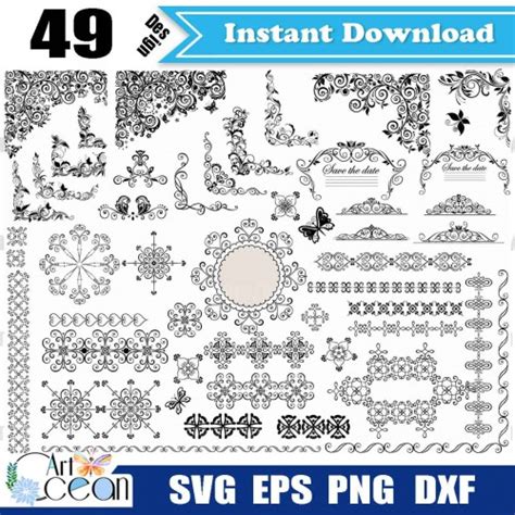 Lace Frame Svg Bundle Corner Frame Svg Border Pattern Svg Separator Svg