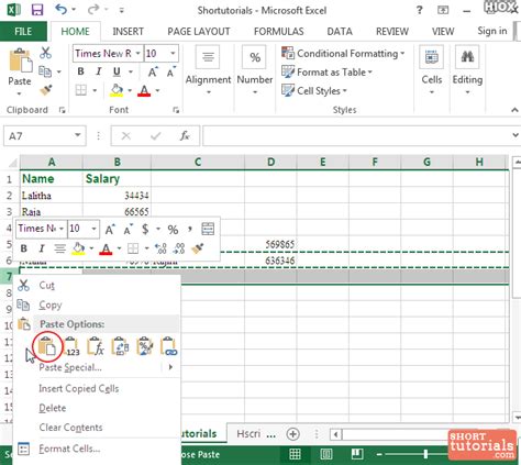copy paste row data1 ms excel 2013