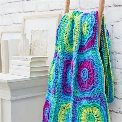 Red Heart Floral Beauty Throw Crochet Flower Blanket Granny Square