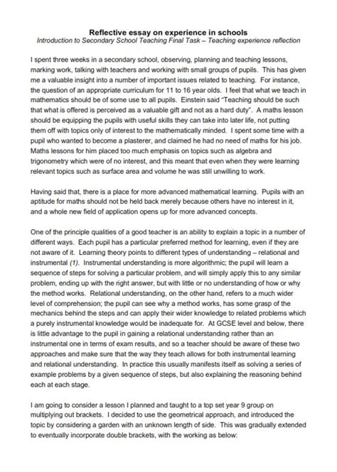 How To Write A Reflective Essay Sample Reflective Essay Outline An