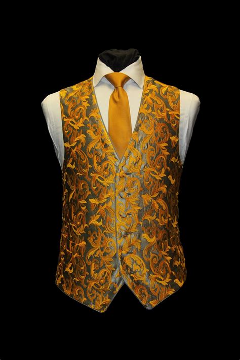 Silver And Gold Silk Embroidered Damask Waistcoat