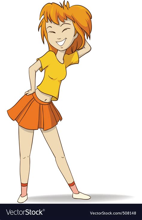 Cartoon Girl Cheerleader In Short Skirt Royalty Free Vector