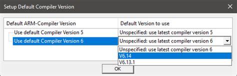 µvision user s guide setup default arm compiler version