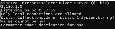 c value cannot be null parameter name destinationtimezone stack hot