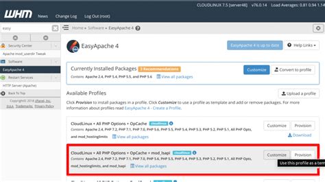 enable cloudlinux php lsapi serverok