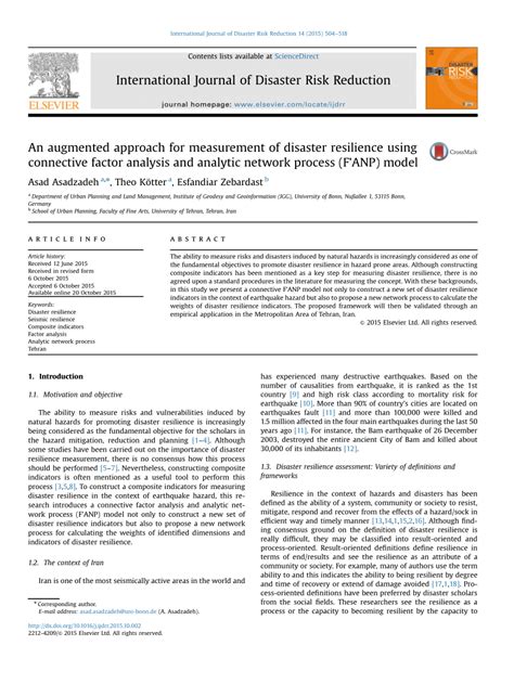 Pdf An Augmented Approach For Measurement Of Disaster Resilience