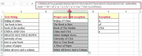 how to convert text string to proper case with exceptions in excel