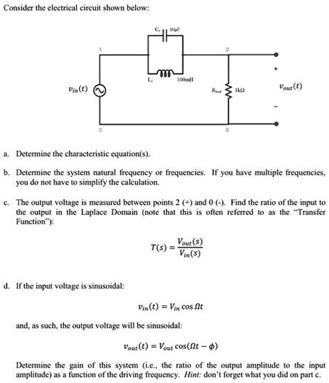 Solved Consider The Electrical Circuit Shown Below 100mh Vin T 1