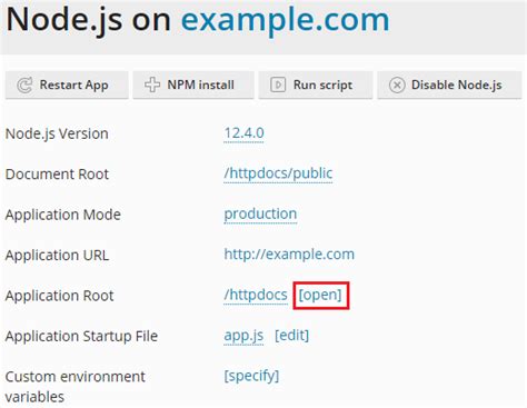 node js run script option fails on plesk server no node binary in the