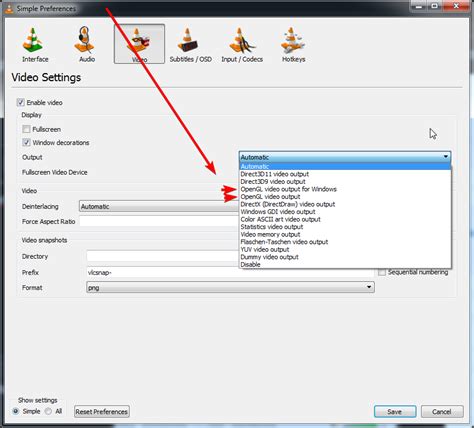 vlc media player vlc difference between opengl video output and
