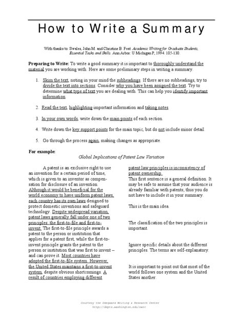 how to write a summary pdf