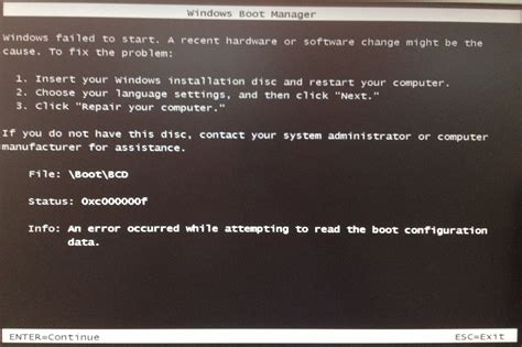 how to fix boot error 0xc000000f in windows server 2008 ict for