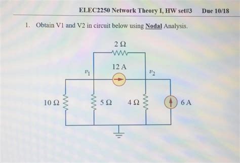 solved obtain v1 and v2 in circuit below using nodal