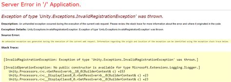 c unity container and ilogger stack overflow