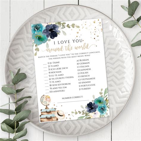 I Love You Around The World Game Template For Travel Bridal Etsy