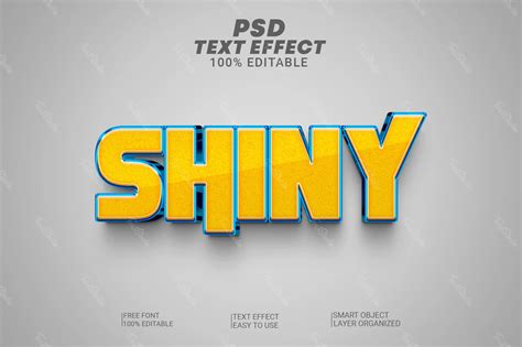Shiny Yellow Blue 3d Text Effect Free Photoshop Psd File