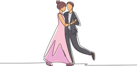 Single Continuous Line Drawing Man Woman Professional Dancer Couple
