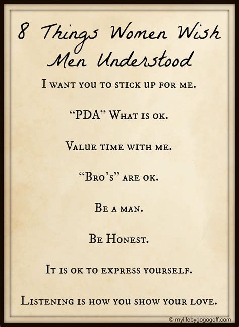 8 Things Women Wish Men Understood My Life By Gogo Goff Understood