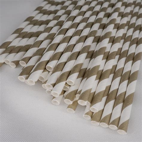 Gold And White Biodegradable Paper Straws Pack Of 100 Event Decor Shop