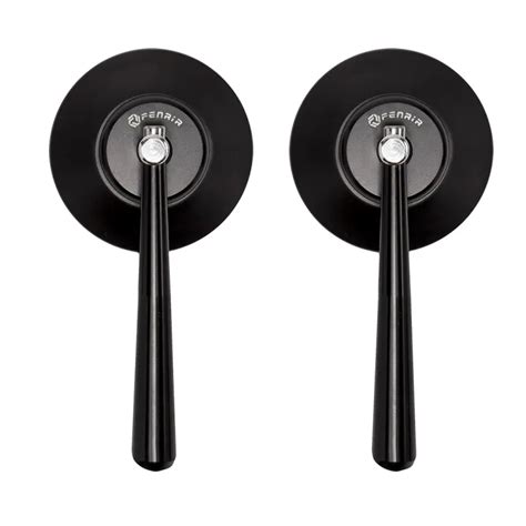 Fenrir Cnc Aluminum Alloy Black Retro Round Motorcycle Side Mirror