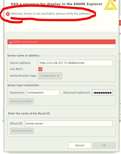 login to knime server failed sockettimeoutexception cant login to