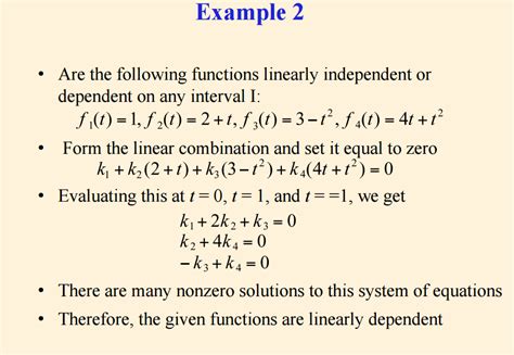 solved are the following functions linearly independent or