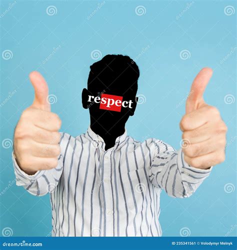 Conceptual Portrait Of Faceless Man With Word Respect Instead Face