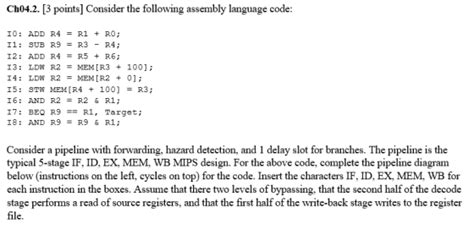 ch04 2 [3 points] consider the following assembly language code i0