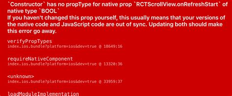 reactjs react native ios error rctscrollview onrefreshstart after