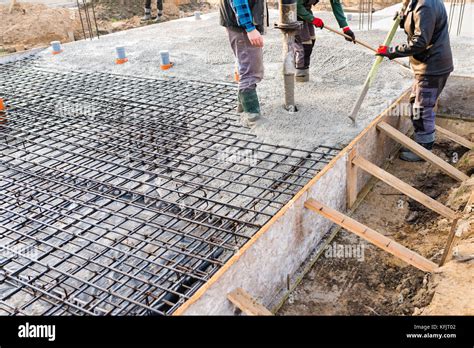 Pouring Concrete Slab Concrete Pouring During Commercial Concreting