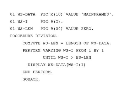 interview task cobol program to display data vertically
