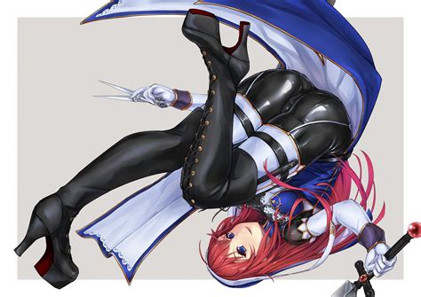 Wallpaper Illustration Redhead Long Hair Anime Girls Ass Weapon