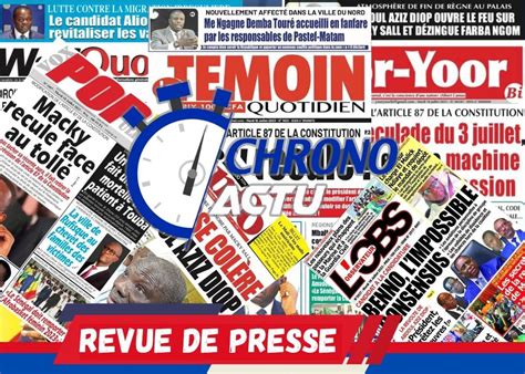 Revue De Presse En Vedette Sur Les Unes De Ce Mercredi La Tournée